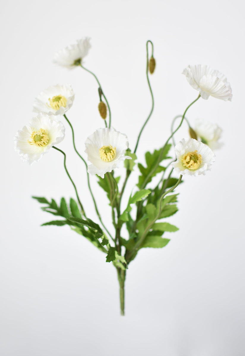 15" Faux Poppy Bush White Bush – House by JSD