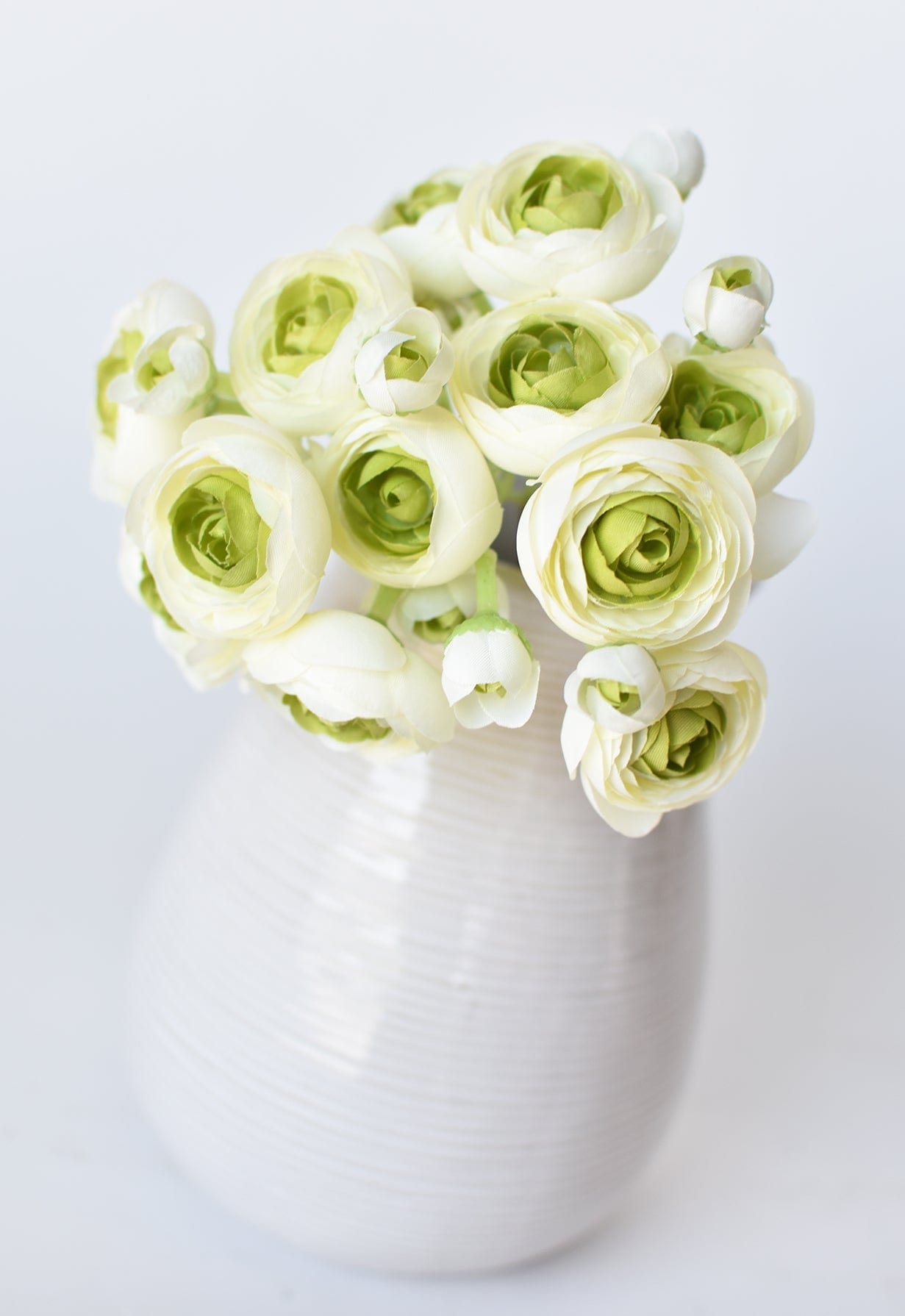 10.5" Faux White + Green Ranunculus Stem Bundle – House by JSD